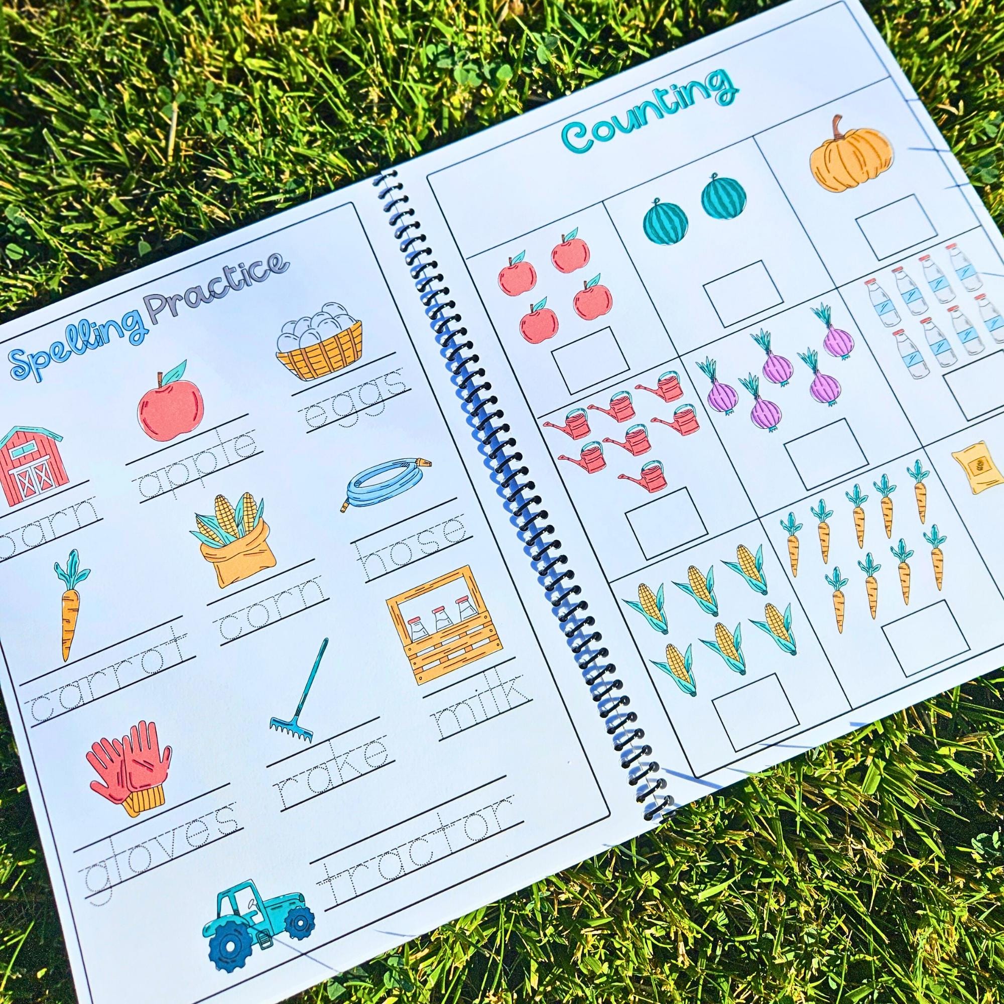 Morning Activity Workbook Dry-erase Morning Menu Kids Farm Theme ...