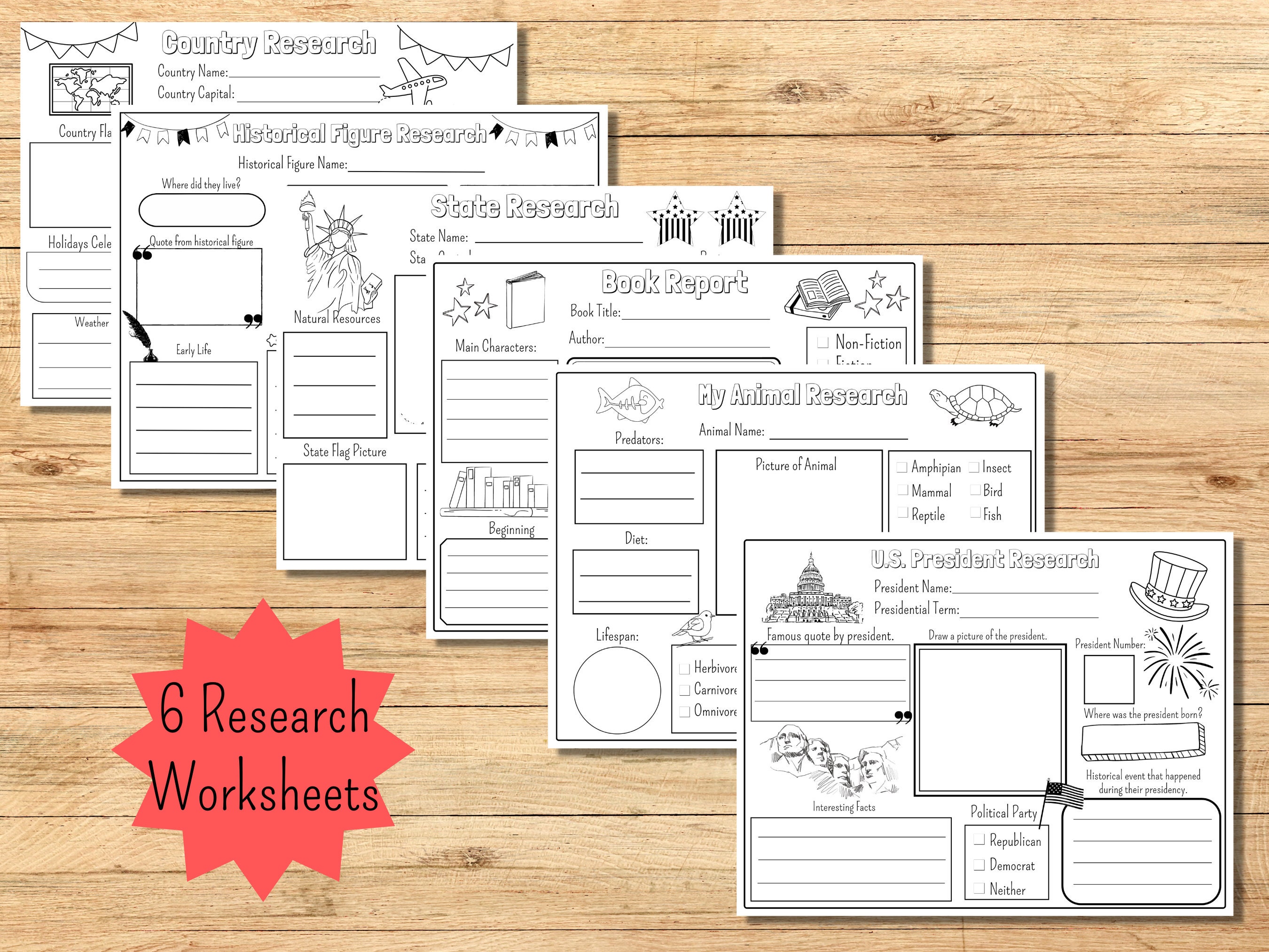 Homeschool Worksheet Book Report Template Animal Research State ...