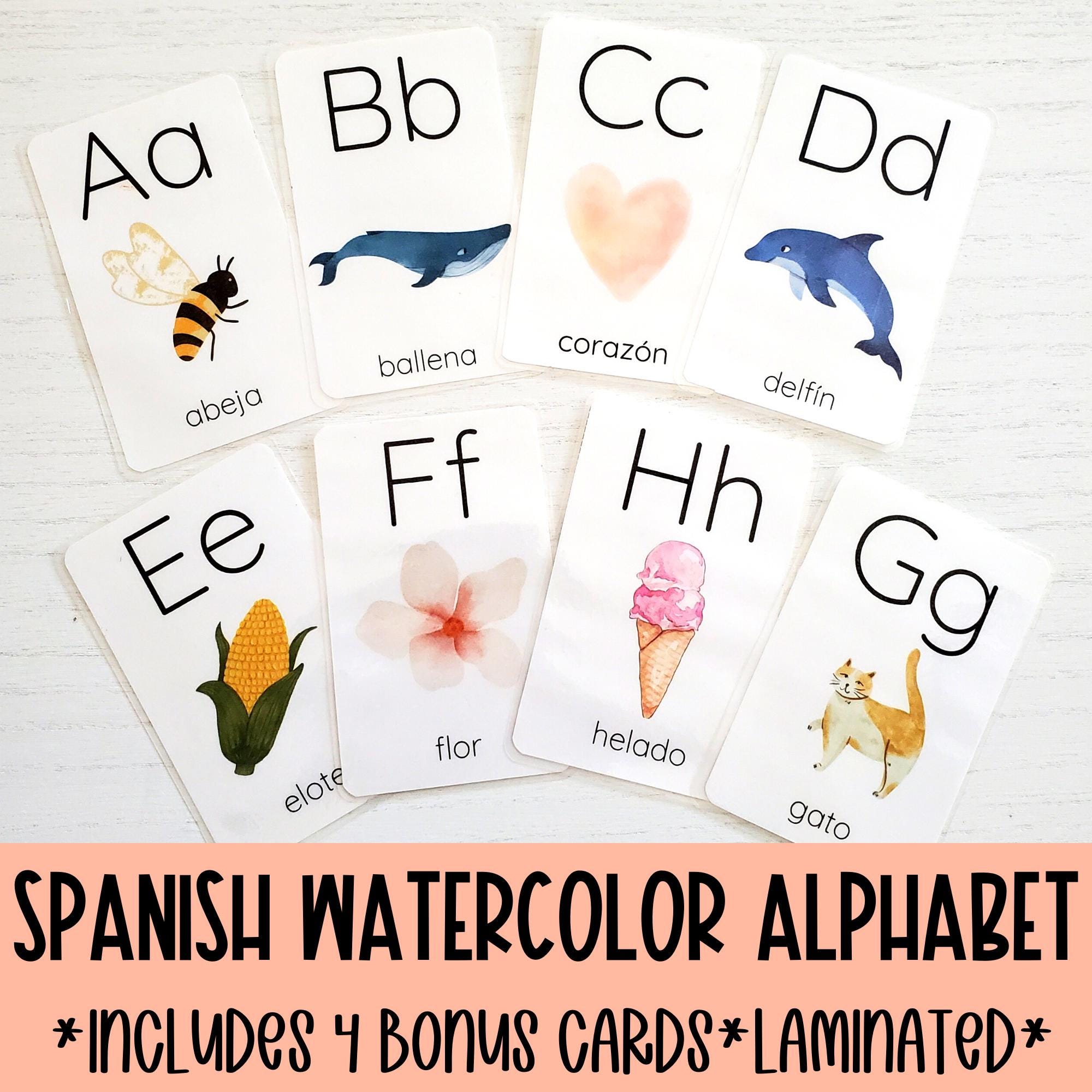 Spanish Alphabet Flashcards Laminated Kids Spanish Alphabet Cards ...