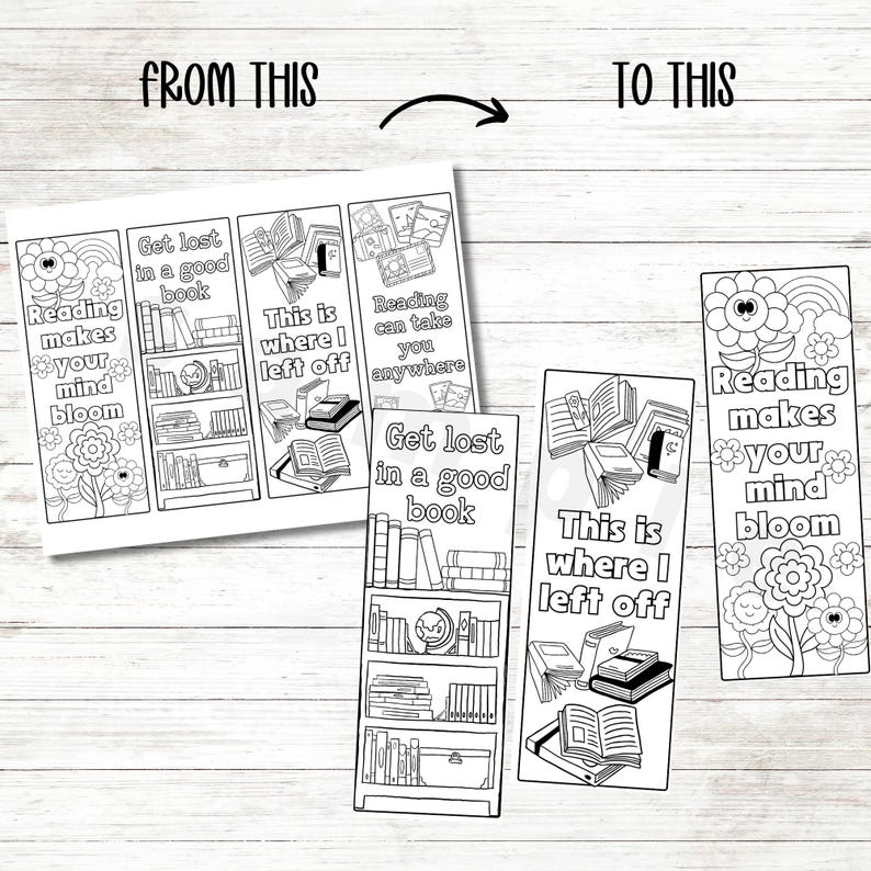 Coloring Bookmarks for Kids | Motivational Reading, Library (PDF) - Etsy
