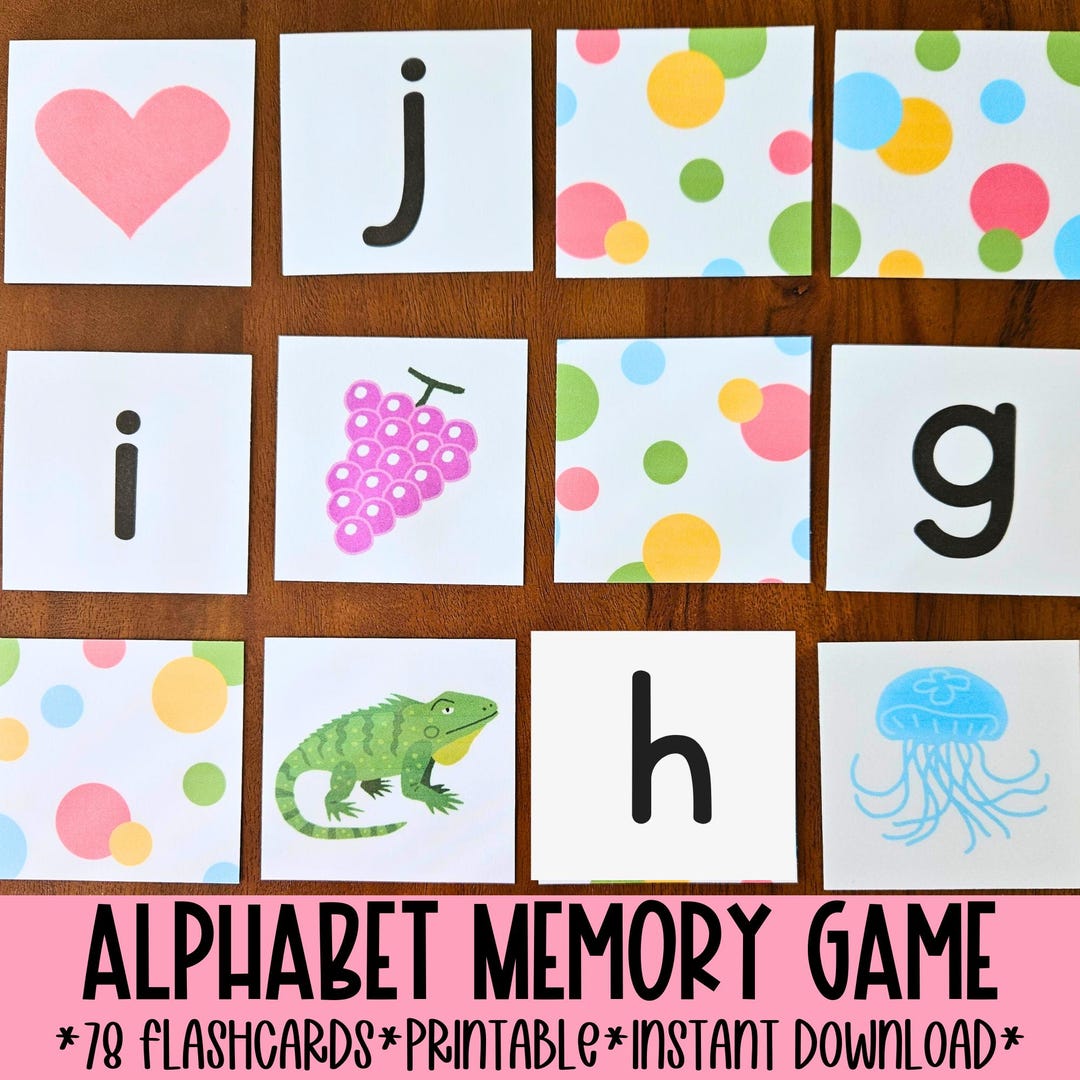 Alphabet Memory Game Flashcard Printable Letter and Picture Homeschool ...