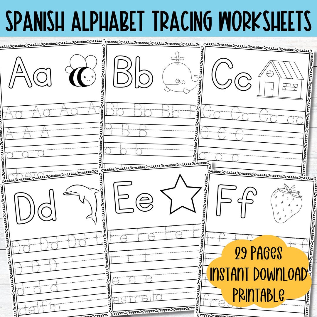 Spanish Alphabet Practice Tracing Worksheets Printable Preschool ...