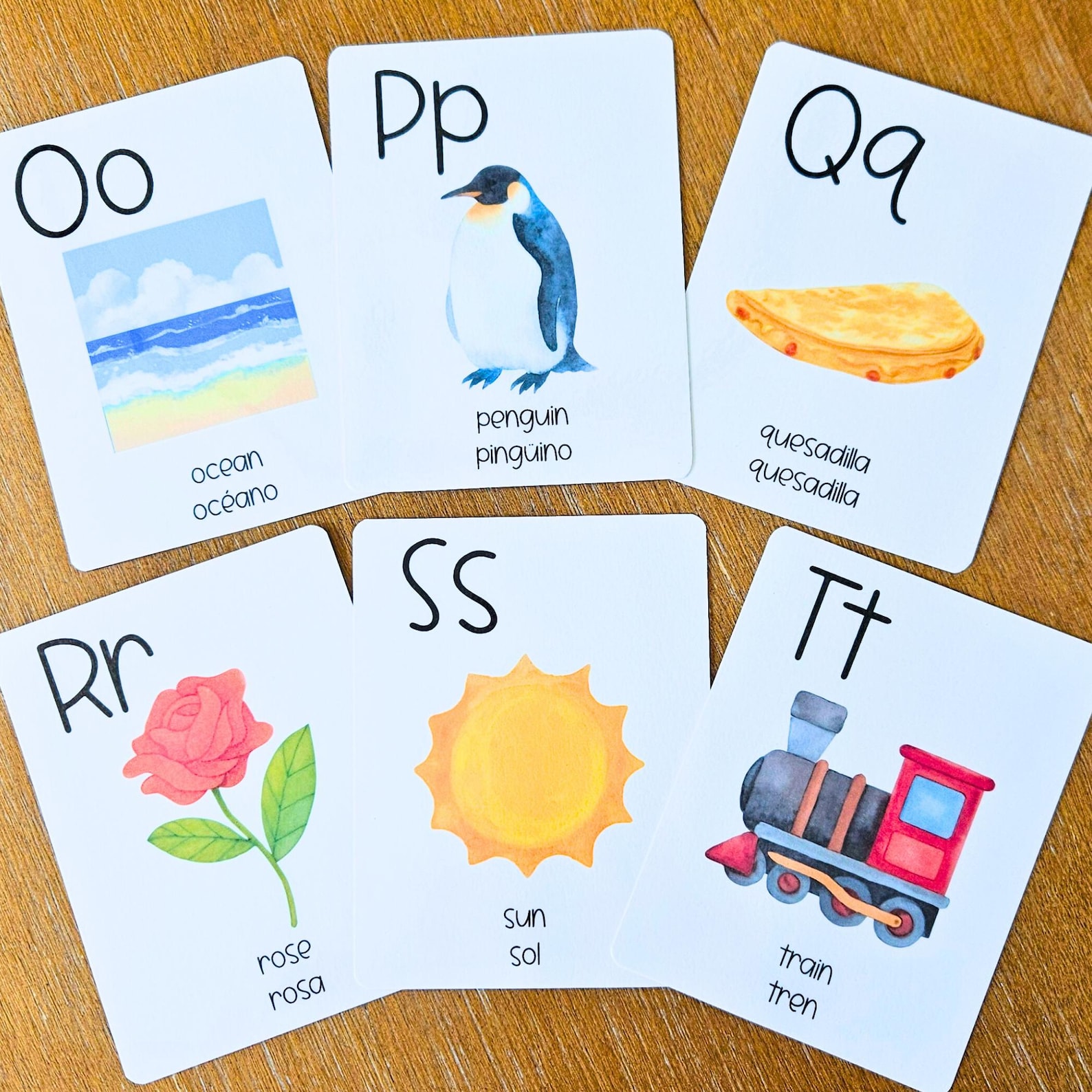 Bilingual Flashcards Alpahbet Watercolor English/spanish Large ...