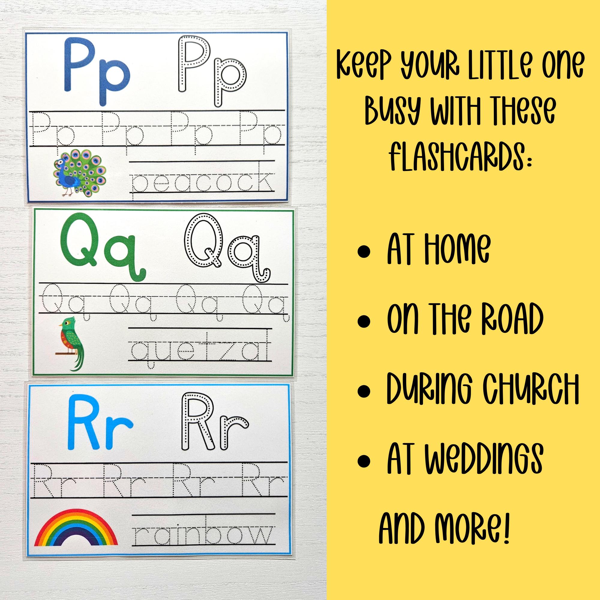 Alphabet Tracing Dry Erase Flashcards Alphabet Laminated Flashcards ...