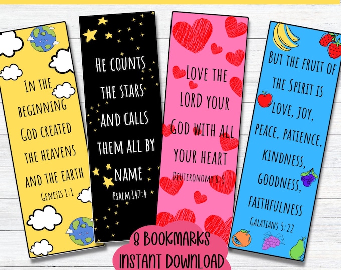 Printable Bible Verse Bookmarks for Kids | Boys & Girls Designs | Kids ...
