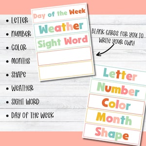 Preschool Focus Wall Printable Preschool Learning Flashcard Weekly ...
