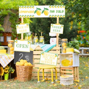 Lemonade Stand Sign Printable Banner Summer Outdoor Activity Cute Sign ...