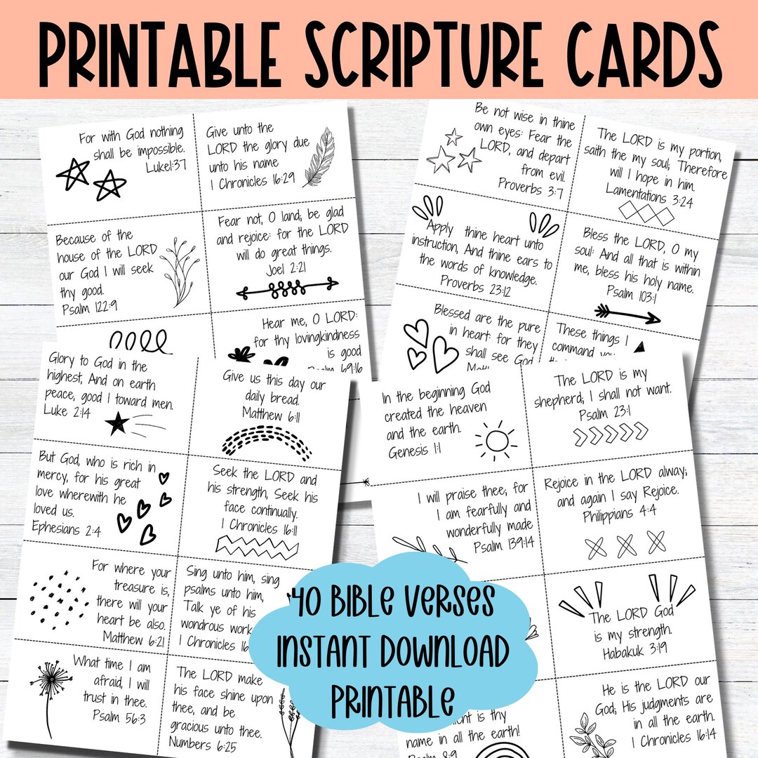 Kids Printable Scripture Cards KJV Bible Verse Flashcards Coloring ...