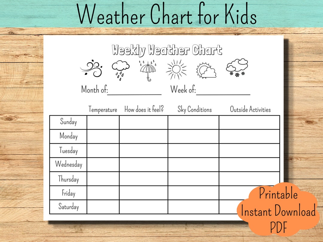 Weather Tracker Printable Weekly Weather Tracker Weather Chart Kids ...
