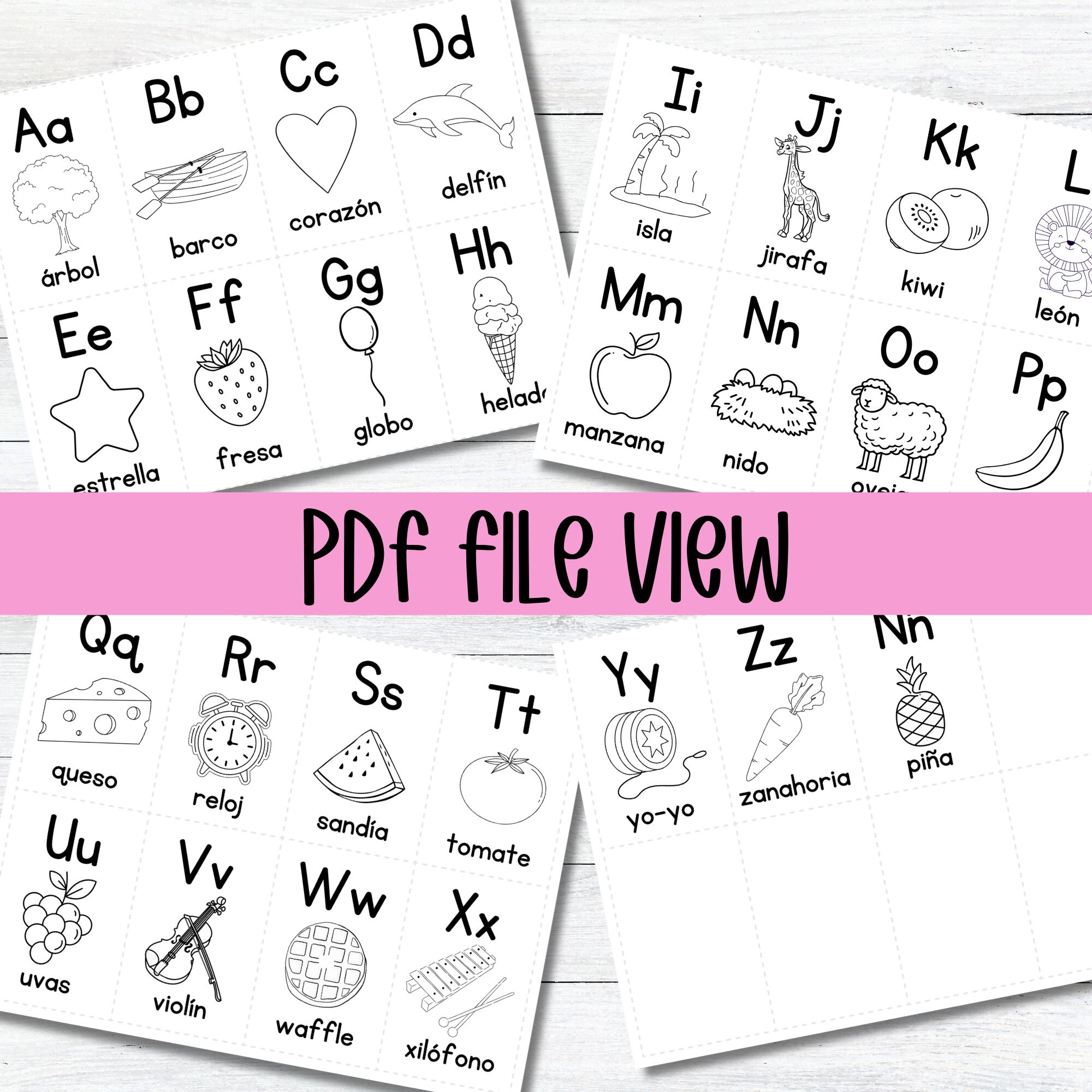 Alphabet Spanish Letter Flashcards Coloring Spanish Alphabet Activity ...