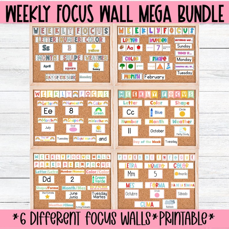 Preschool Weekly Focus Wall Bundle Printable Classroom Bulletin Board ...