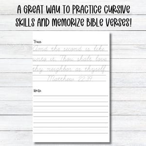 Kids Cursive Bible Verse Tracing Worksheet: KJV Scripture (PDF) - Etsy