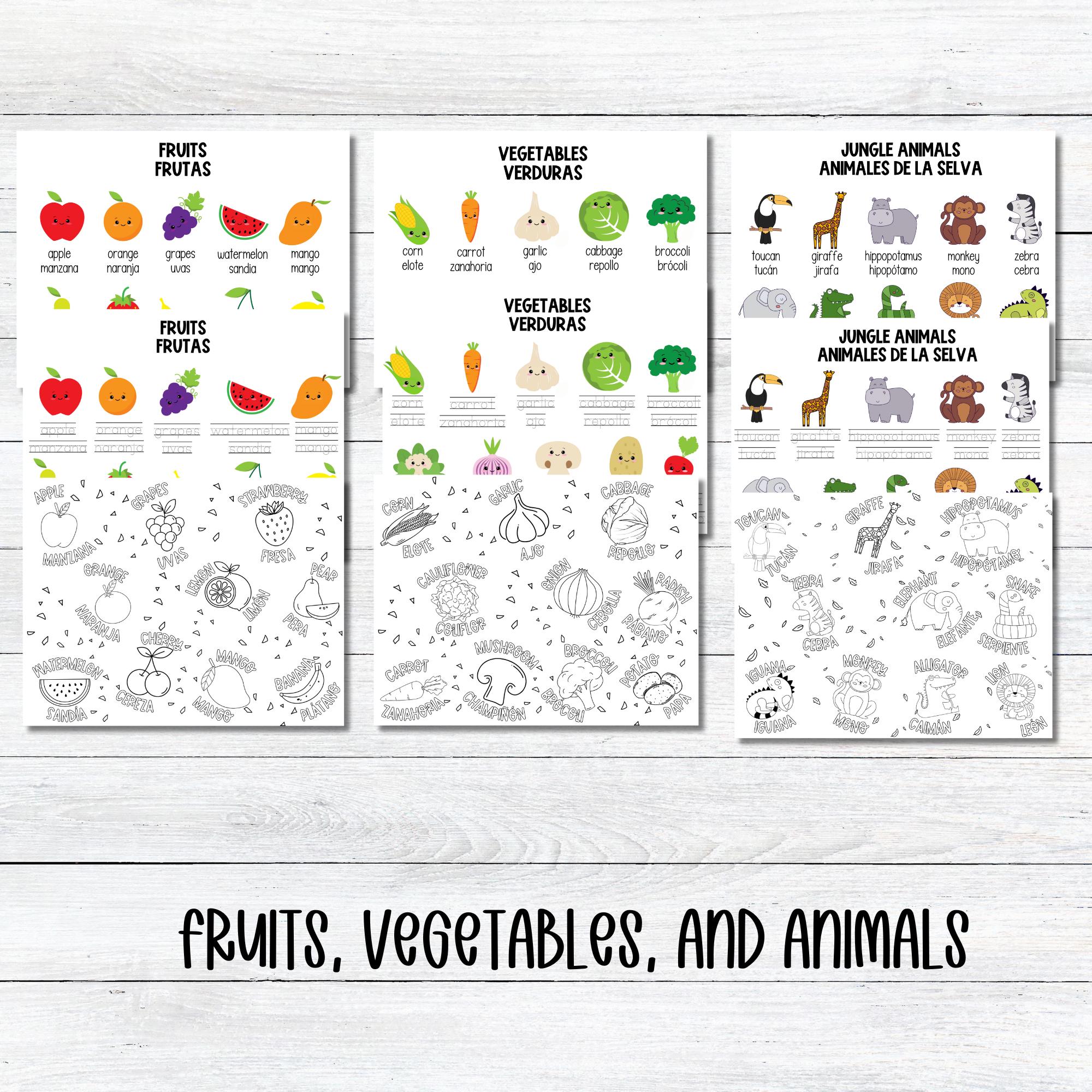 Bilingual English Spanish Worksheet Printable Kindergarten Spanish ...