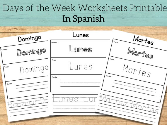 Spanish Days Of The Week Worksheet For Kids