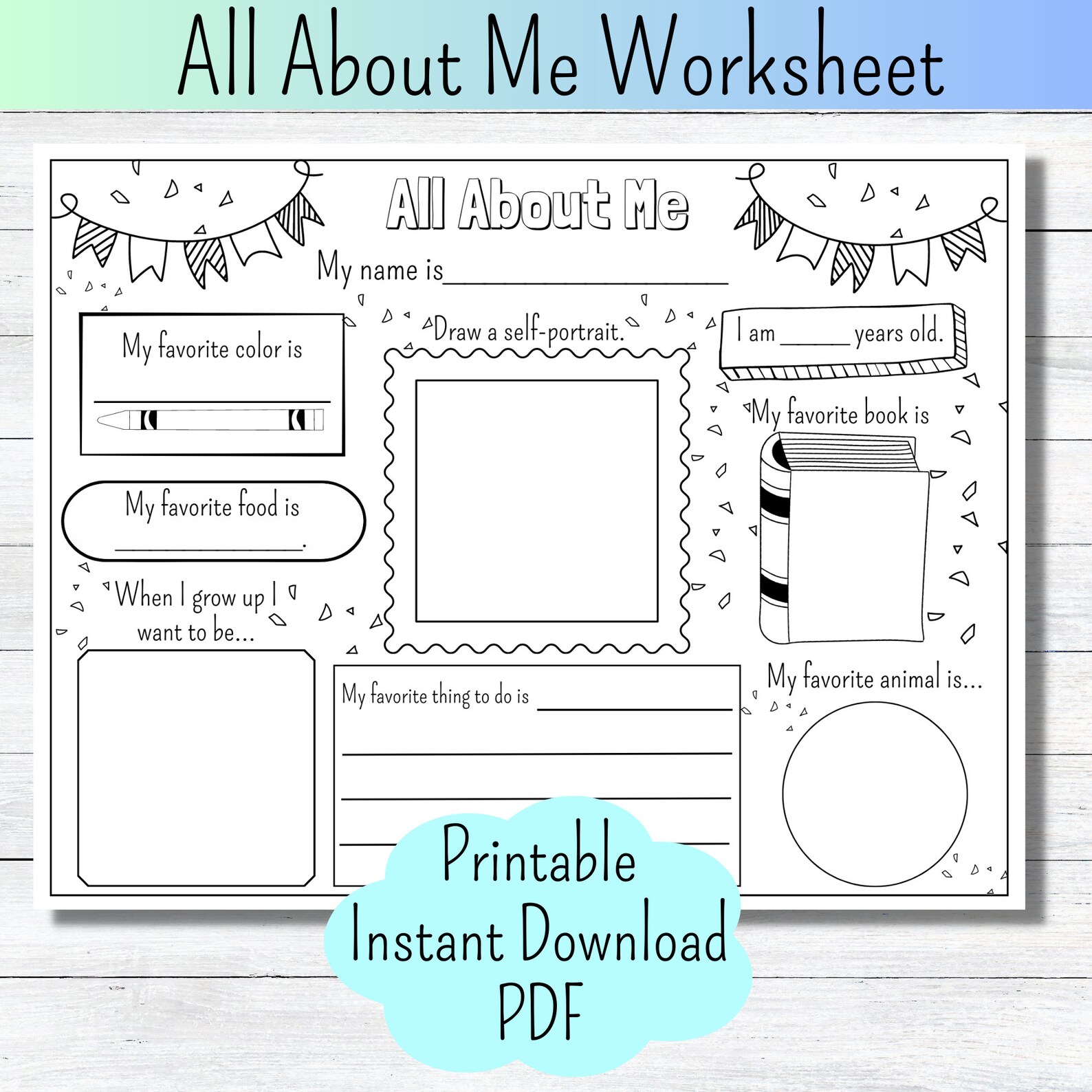 All About Me Printable Homeschool Page About Me Kid Worksheet Coloring ...
