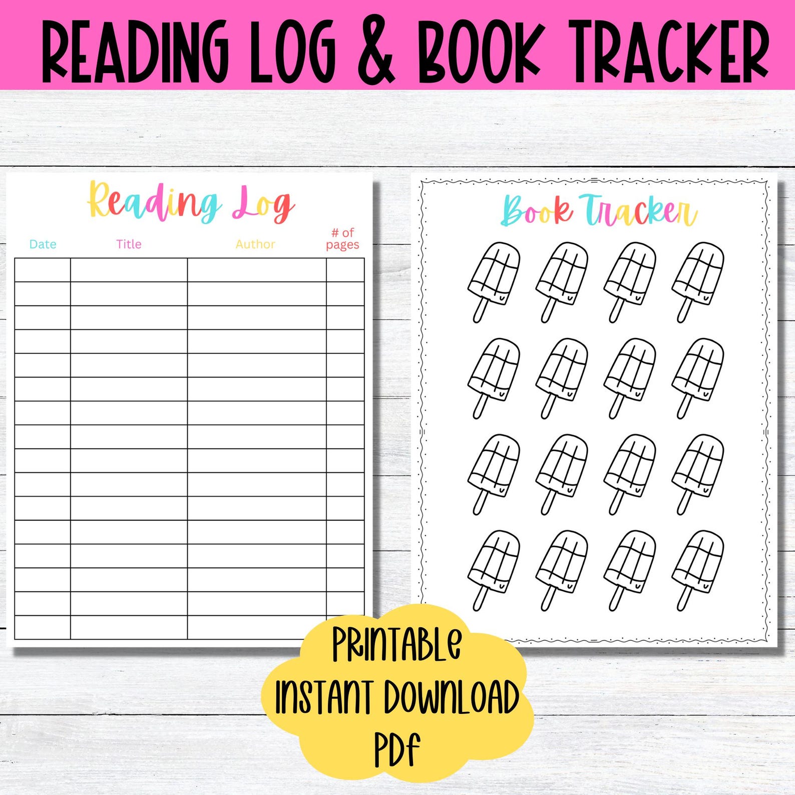 Kids Reading Log: Popsicle Coloring Tracker (PDF Printable) - Etsy