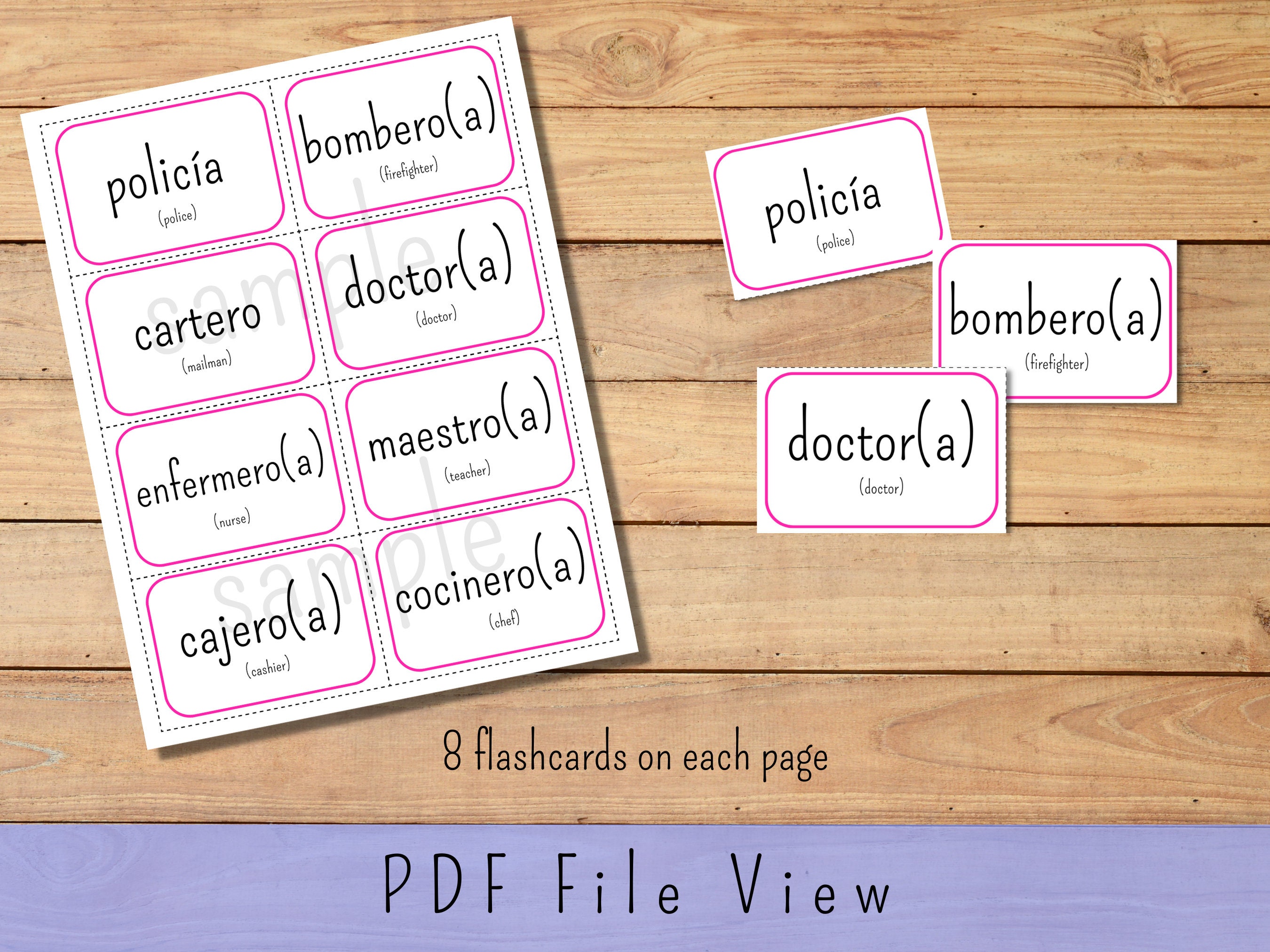 Spanish Flashcards Kids Spanish Words Bilingual Flashcards Word Cards ...