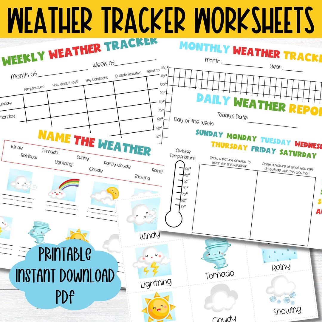Kids Weather Tracker Printable Weather Worksheet Science Weekly Weather ...