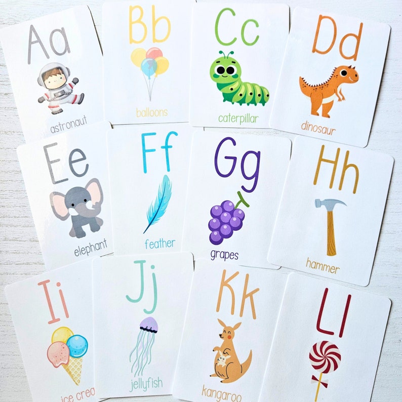 Large Alphabet Flashcards Preschool Alphabet Laminated Flashcard ABC ...