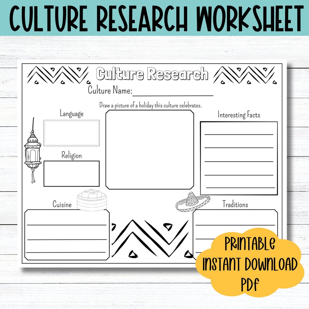 History Culture Worksheet Social Studies Research Project Homeschool ...