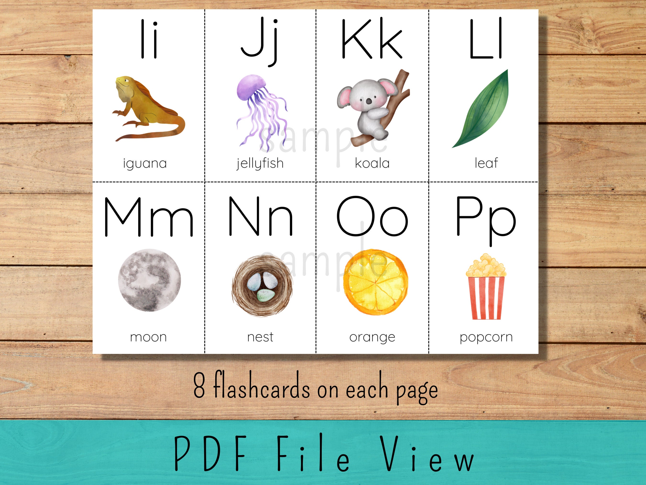 Flashcards Alphabet Watercolor Letter Alphabet Cards Homeschool ...