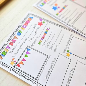 First Day of School Printable Worksheet Back to School Get to Know Me ...