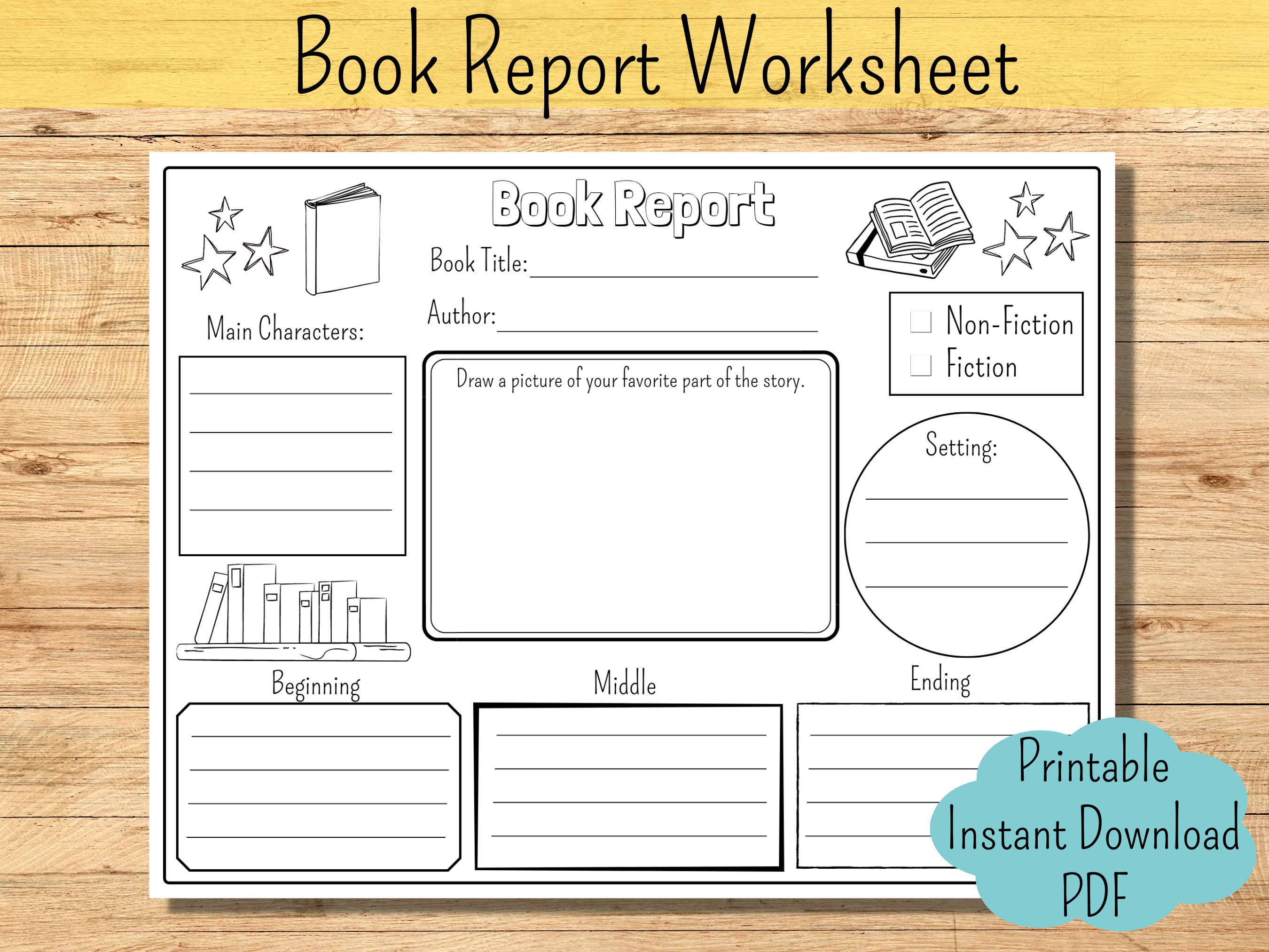 Book Report for Kids Printable Book Report Worksheet Homeschool Book ...
