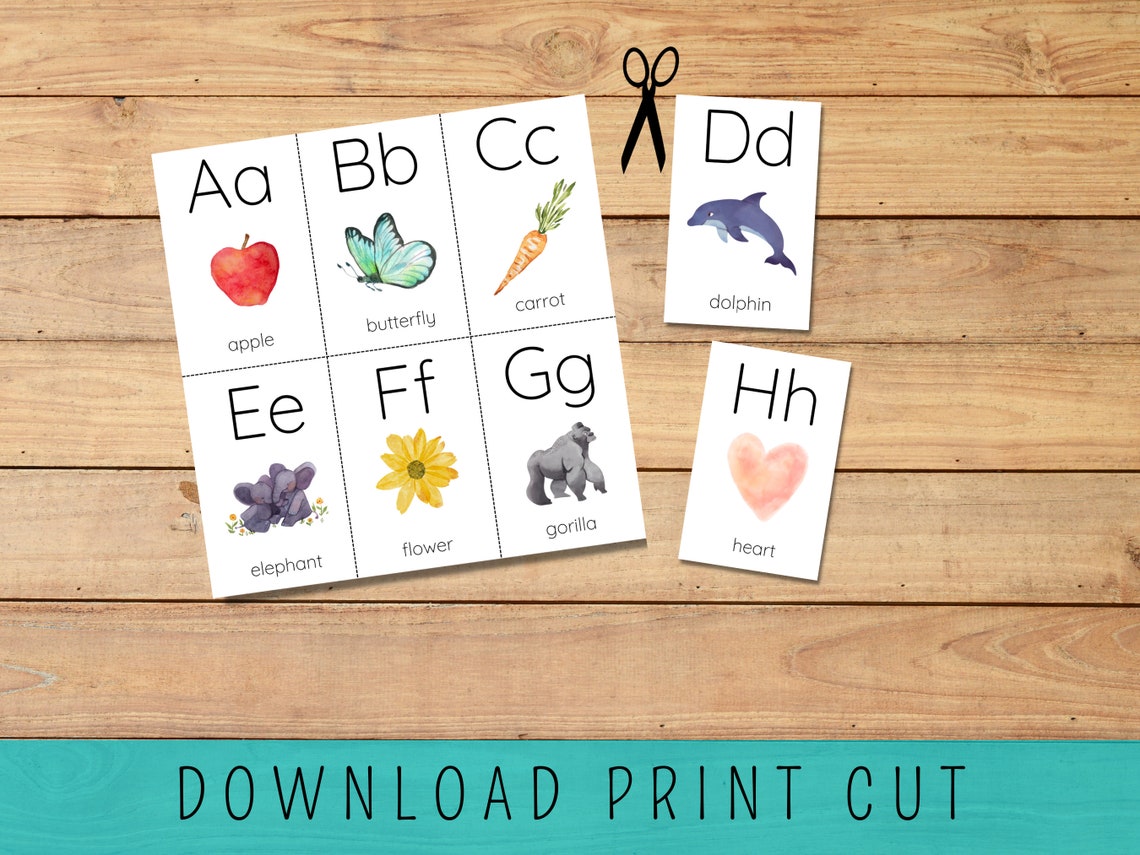 Flashcards Alphabet Watercolor Letter Alphabet Cards - Etsy