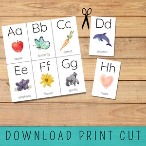 Flashcards Alphabet Watercolor Letter Alphabet Cards Homeschool ...