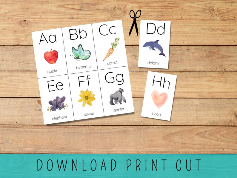 Flashcards Alphabet Watercolor Letter Alphabet Cards Homeschool ...