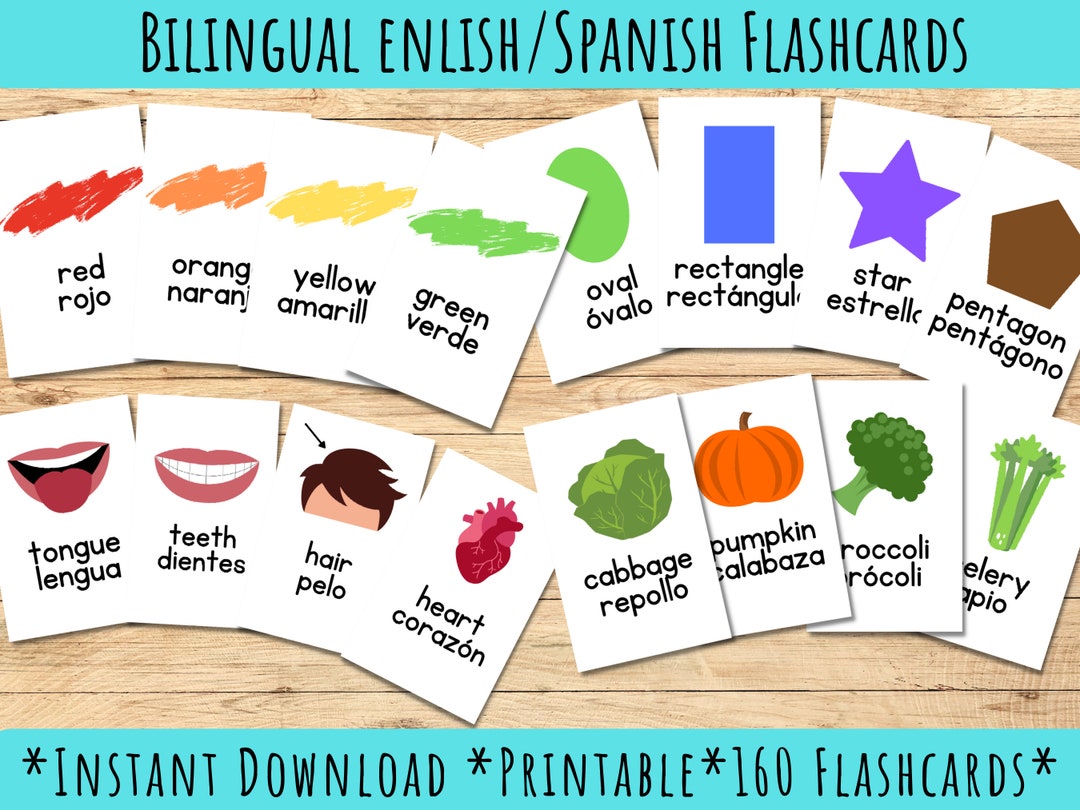 Bilingual Cards Spanish Flashcards English Spanish Printable Flashcards ...