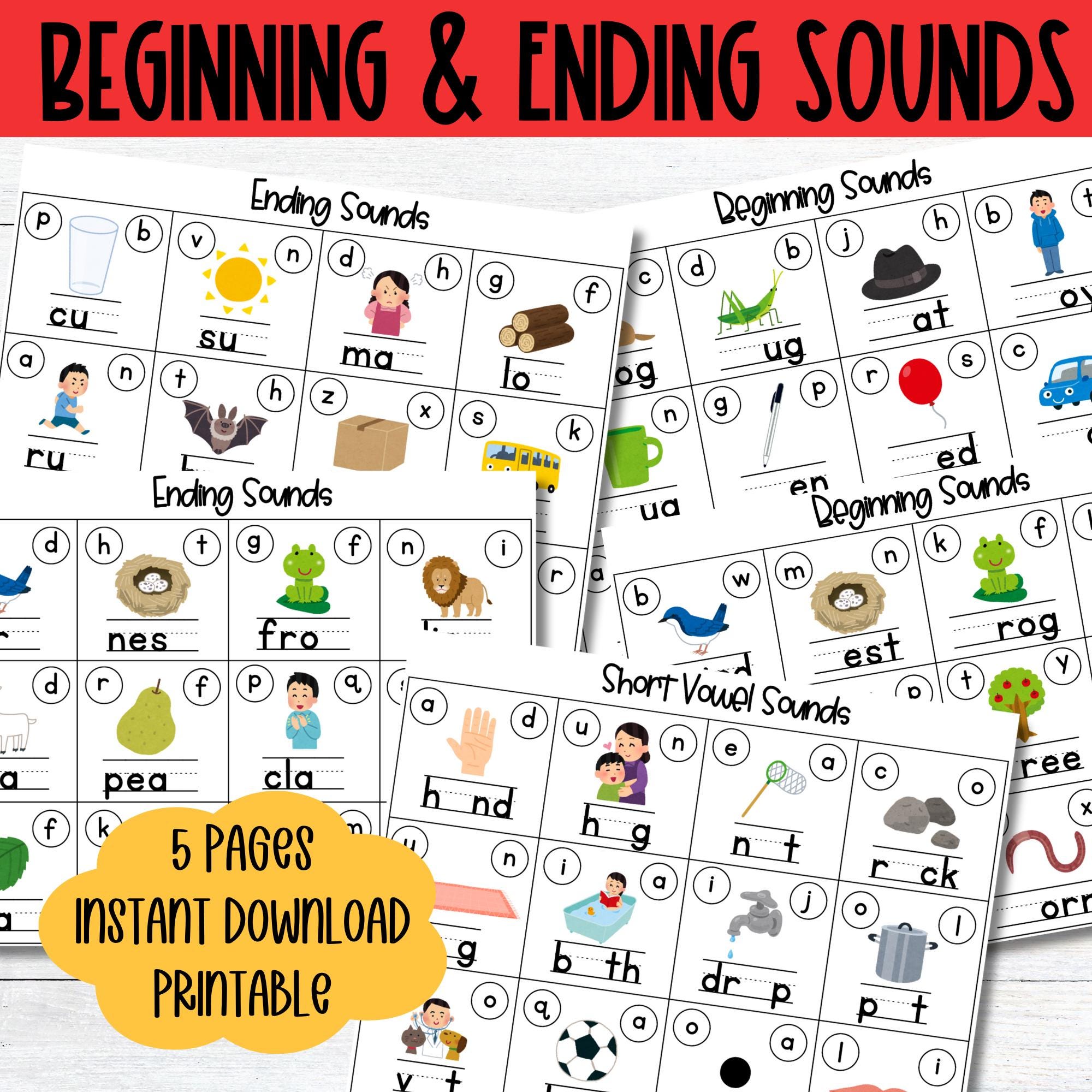 Missing Vowel Worksheet: Phonics, Beginning & Ending Sounds (PDF) - Etsy