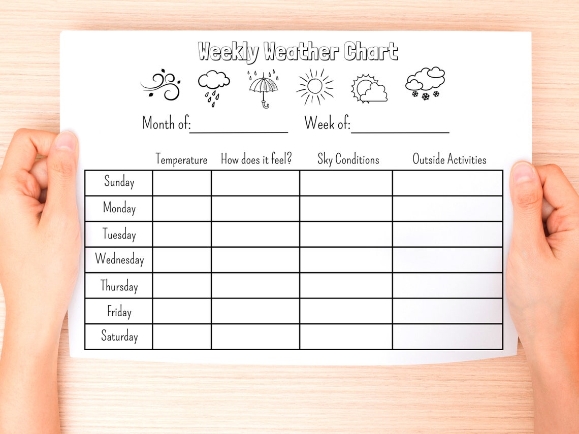Weather Tracker Printable Weekly Weather Tracker Weather Chart Kids ...