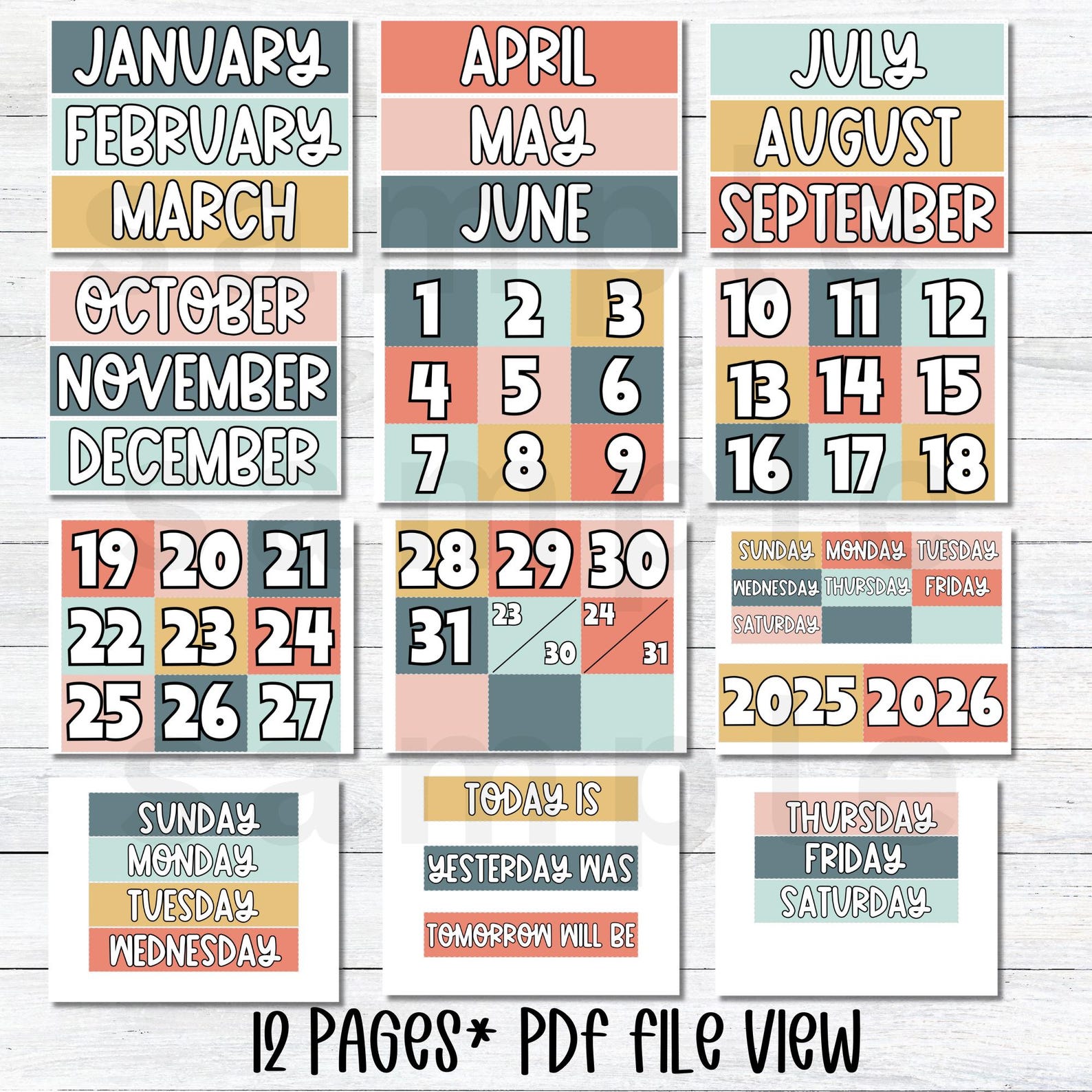 Classroom Calendar Printable | Bulletin Board, Homeschool (PDF Pattern ...