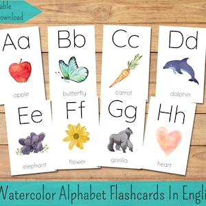 Flashcards Alphabet Watercolor Letter Alphabet Cards Homeschool ...
