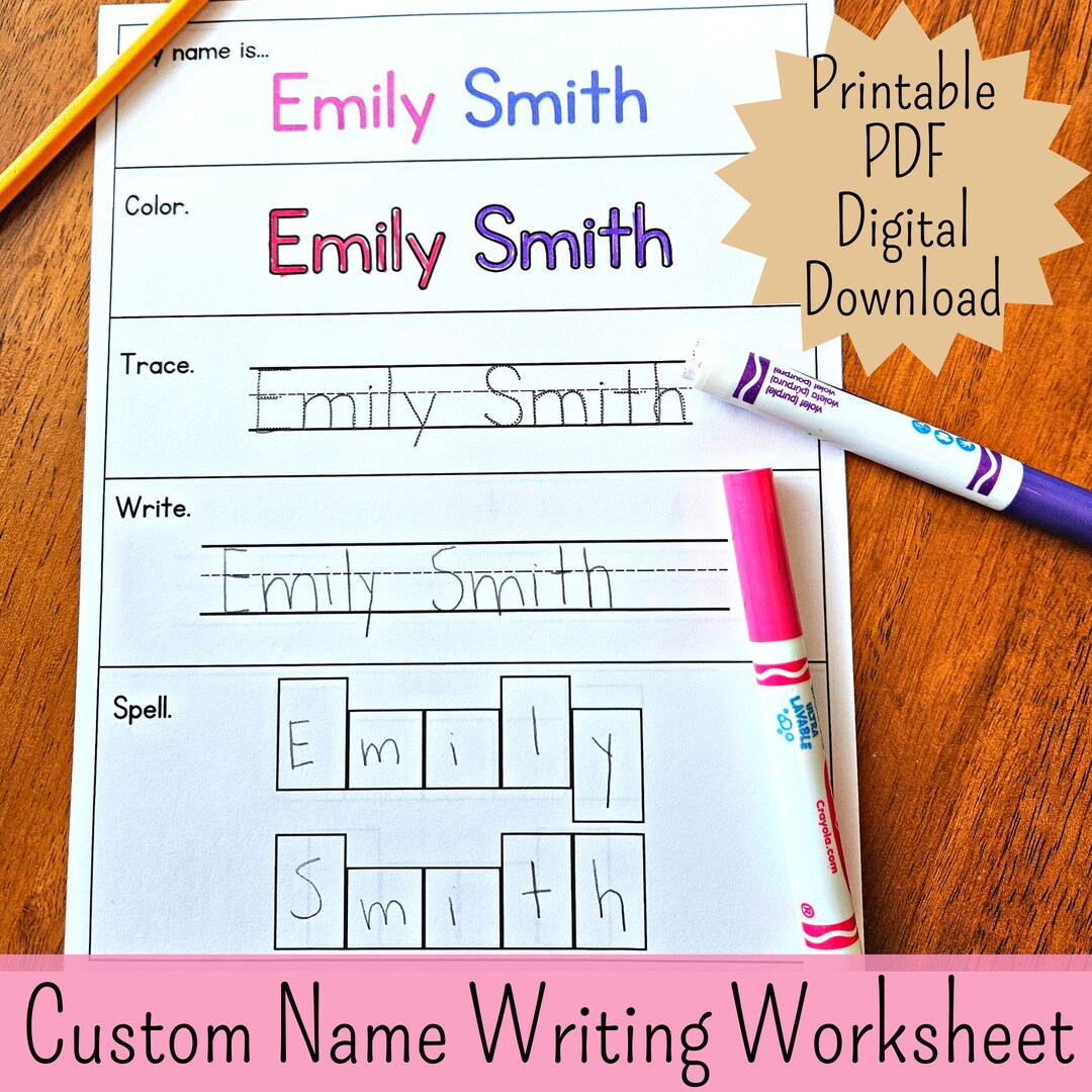 Custom Name Tracing Practice Personalized Kids Name Writing Worksheet ...