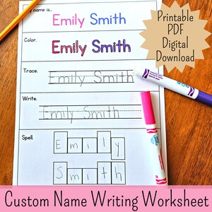 Custom Name Tracing Practice Personalized Kids Name Writing Worksheet ...
