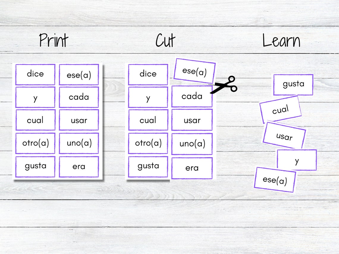 Spanish Sight Words Flashcards: Learn Spanish, Homeschool (PDF) - Etsy