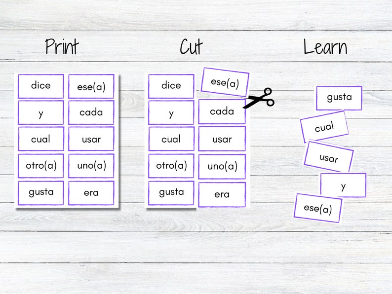 Spanish Sight Words Flashcards: Learn Spanish, Homeschool (PDF) - Etsy