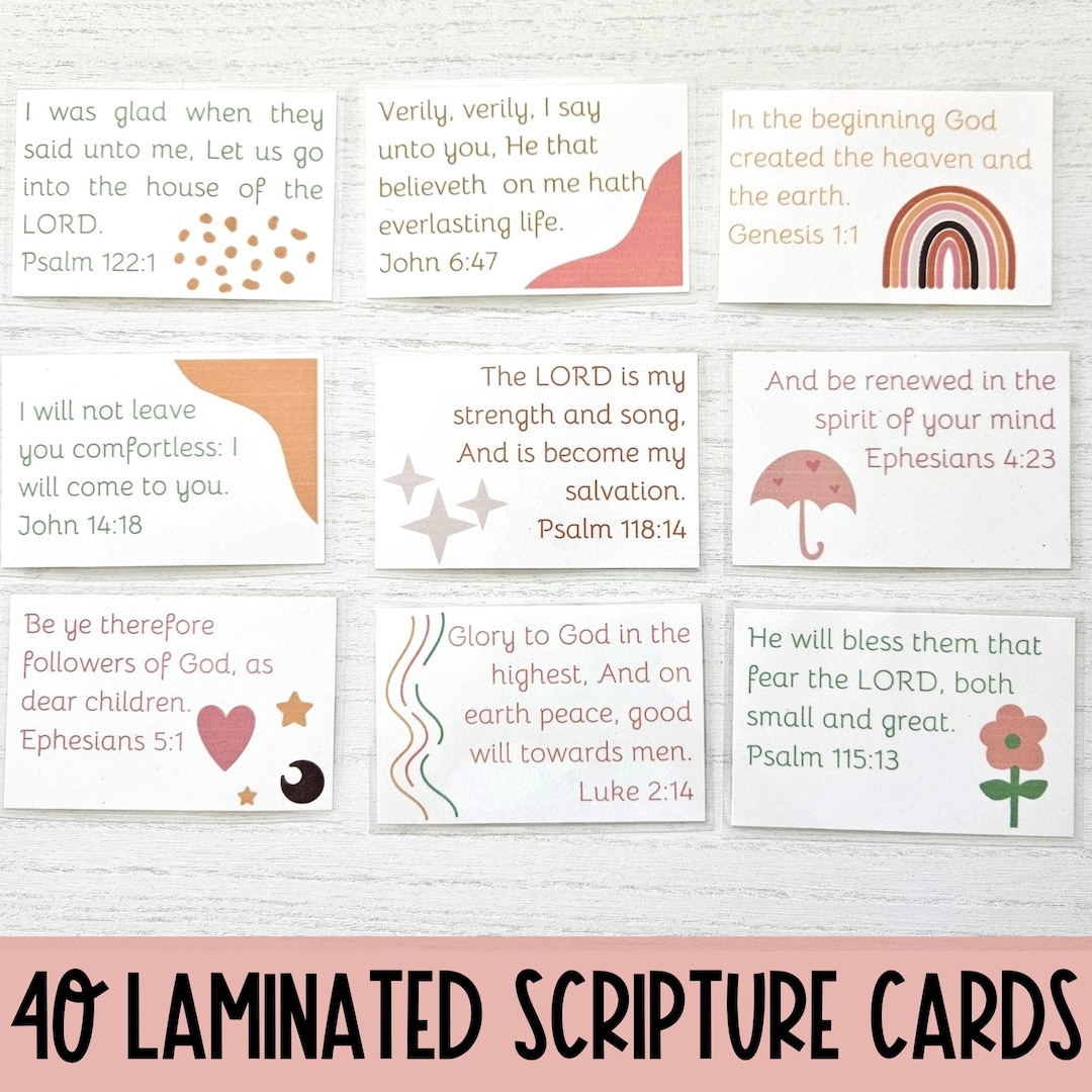 Scripture Cards Laminated KJV Bible Verse Card Bible Scriptures Kid ...