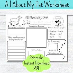 All About My Pet Printable Worksheet Kids Activity Page Homeschool ...