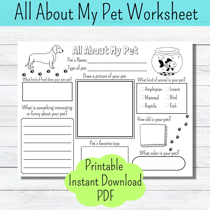 All About My Pet Printable Worksheet Kids Activity Page Homeschool ...
