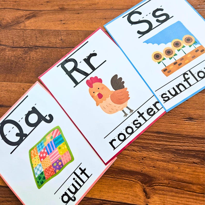 Farm Alphabet Letter Laminated Flashcards Large Alphabet Cards ...