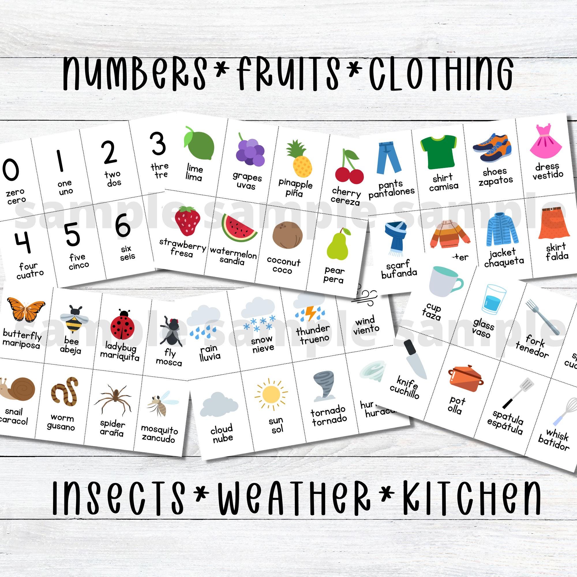 Bilingual Flashcards: English/spanish, Colors, Numbers, Shapes ...