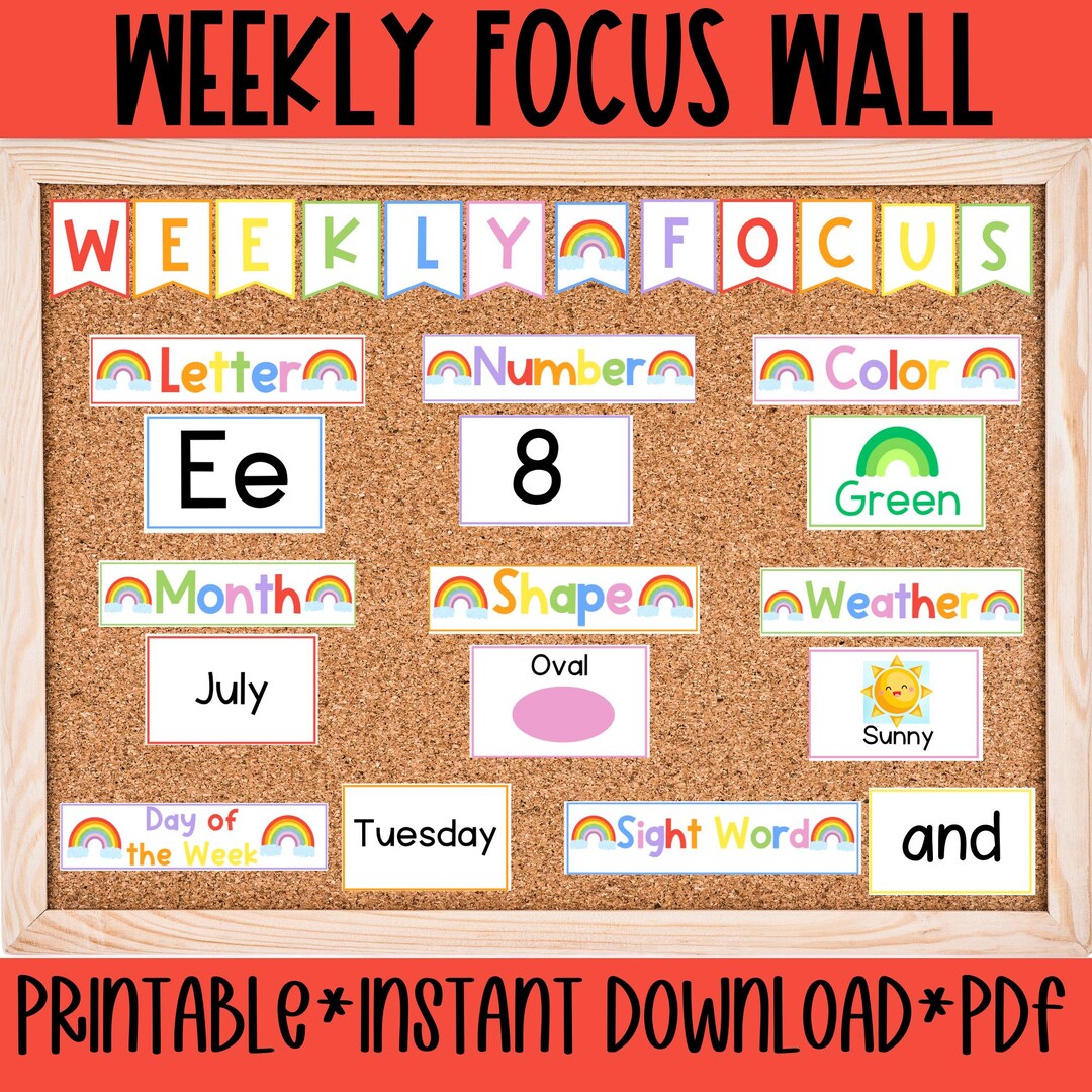 Preschool Weekly Focus Wall: Learning Board, Homeschool Kinder Prep ...