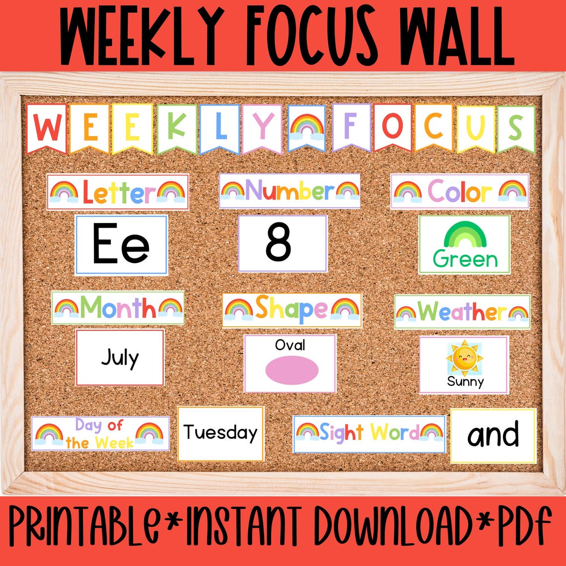 Preschool Weekly Focus Wall: Learning Board, Homeschool Kinder Prep ...