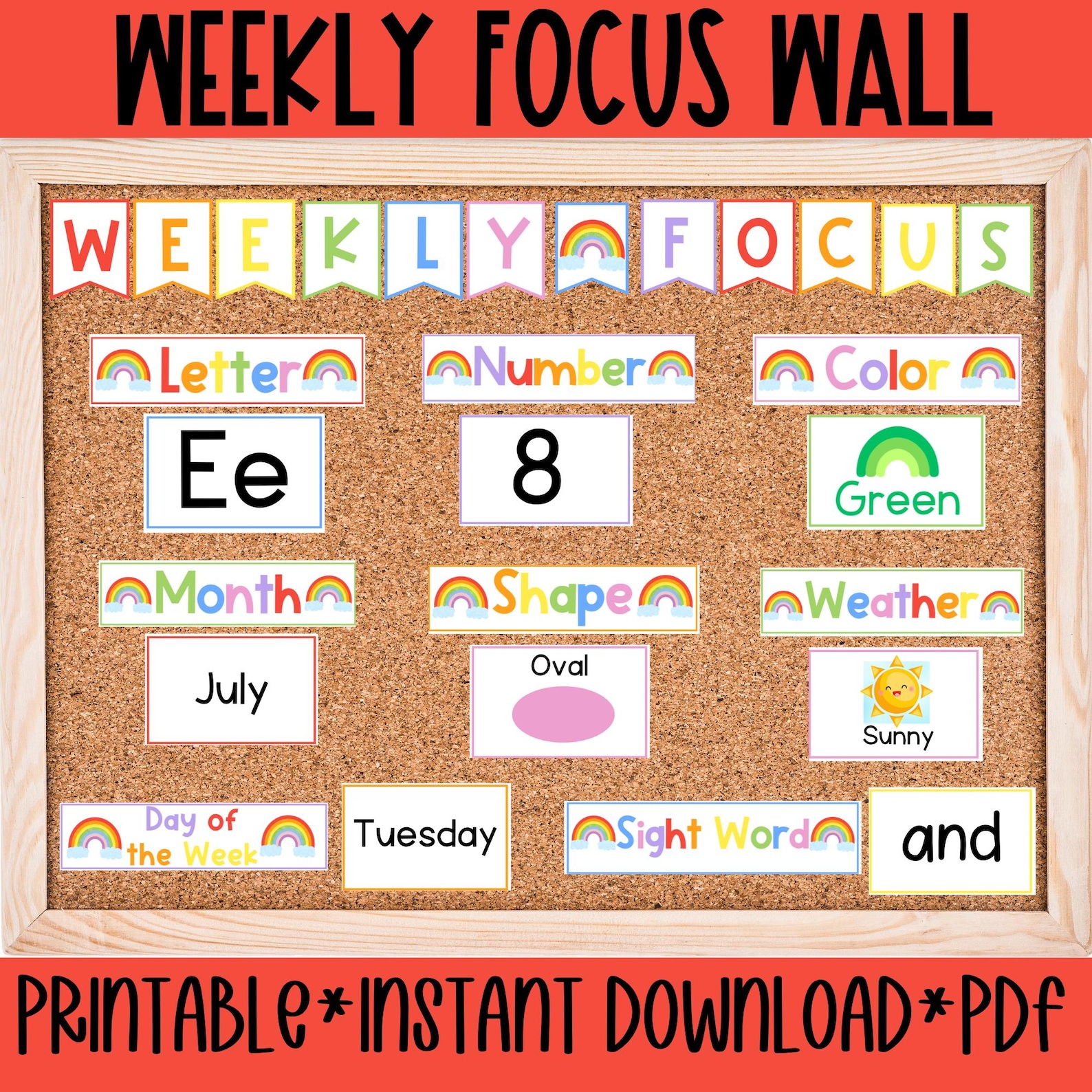 Preschool Weekly Focus Wall: Learning Board, Homeschool Kinder Prep ...