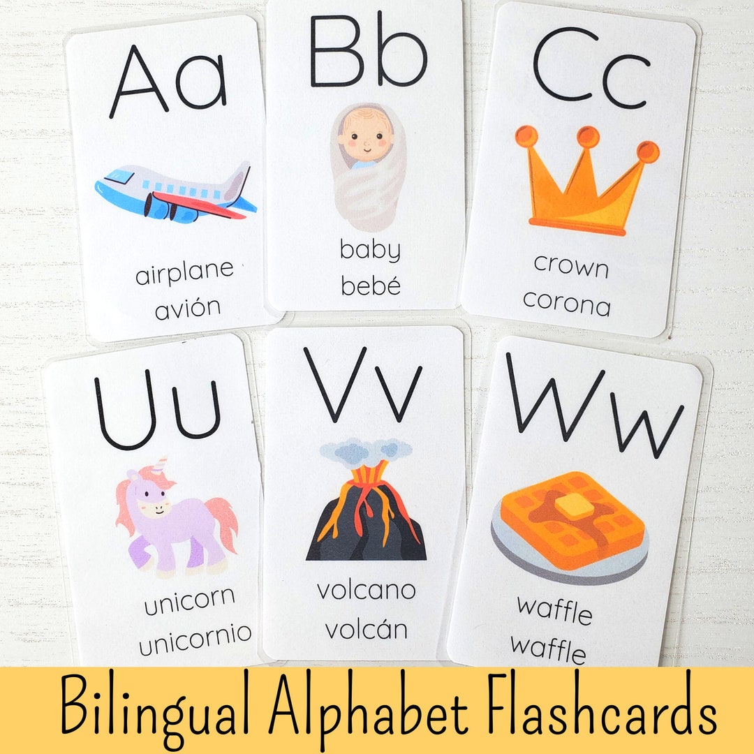 Bilingual Alphabet Flashcards English Spanish Alphabet Cards Bilingual ...