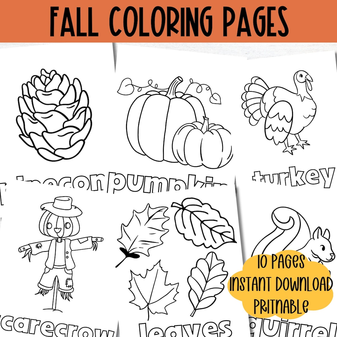 Fall Theme Coloring Page Printable Kid Autumn Pumpkin Coloring Sheet ...