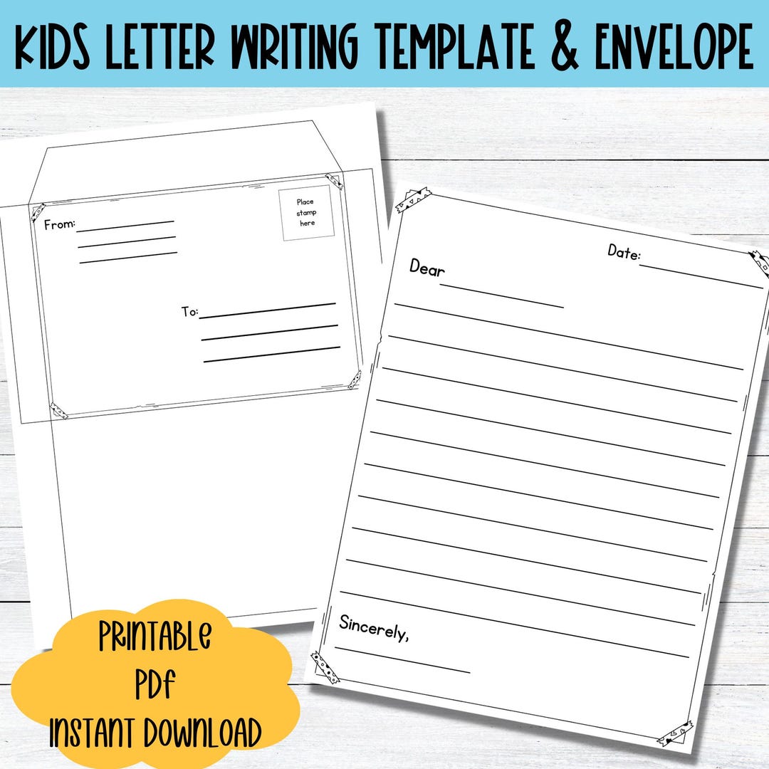 Kids Pen Pal Letter Template: Handwriting Practice Worksheet (PDF ...